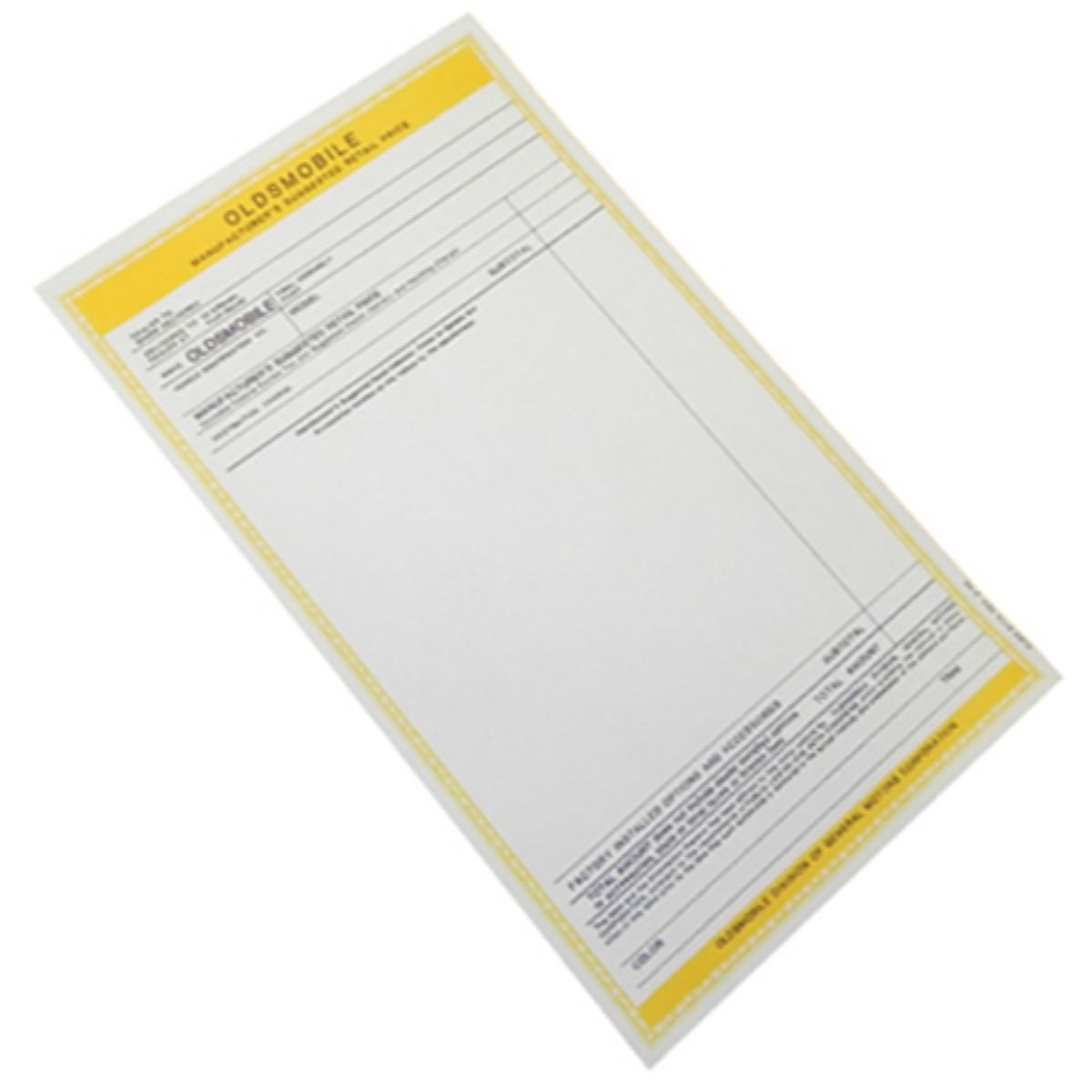 1964-67 Oldsmobile Blank Window Sticker 1pc – Inline Tube