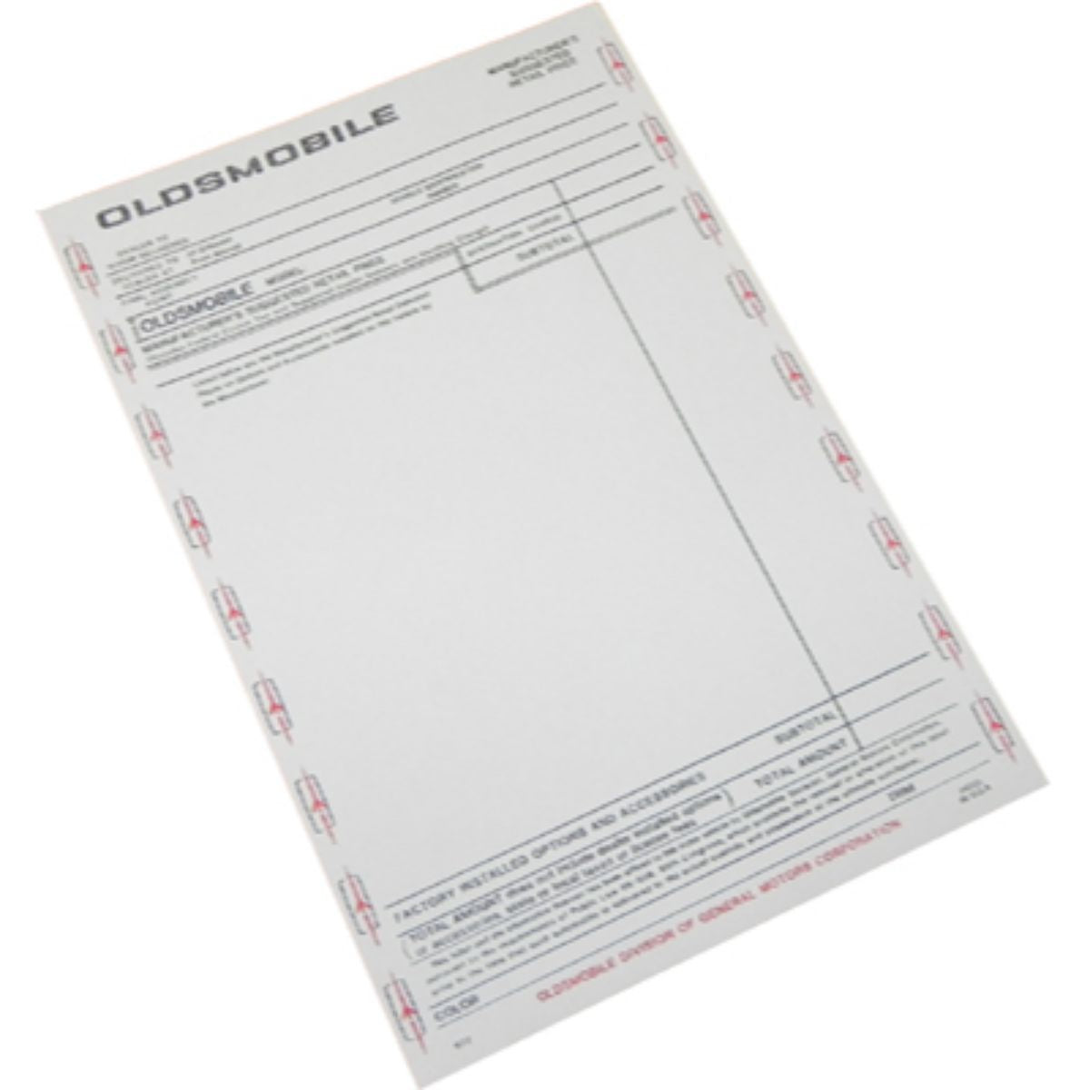 1968 Oldsmobile Blank Window Sticker 1pc – Inline Tube