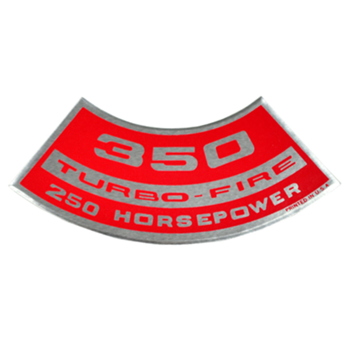 350 TURBO-FIRE 250 HP Small Block Air Cleaner Decal. – Inline Tube